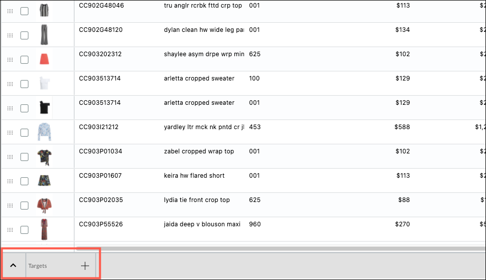 Targets in assortments – NuORDER Retail