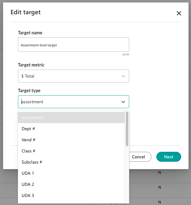 Targets in assortments – NuORDER Retail