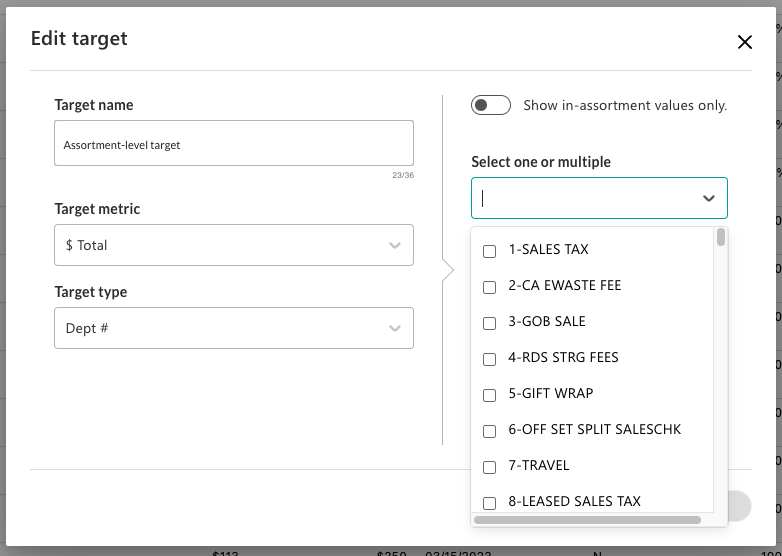 Targets in assortments – NuORDER Retail